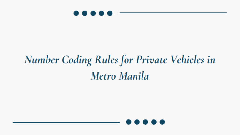 Number Coding Rules for Private Vehicles in Metro Manila - GoldPricePh.Com